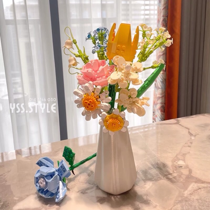 DIY Fake Artificial Flower Bouquet Decorations Building Blocks Micro ...