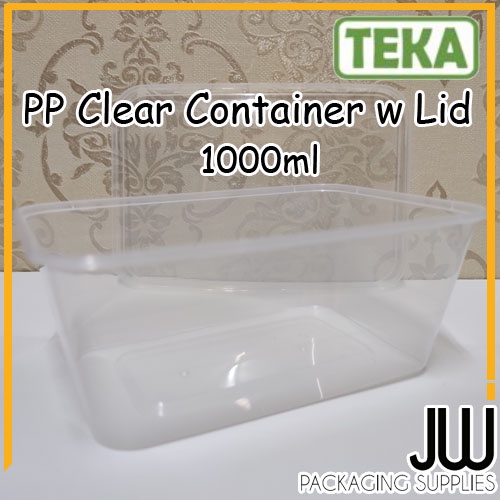 50PCS TEKA 1000ML Trasparent PP Clear Rectangular Container with Lid ...