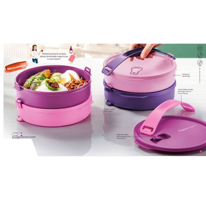 Tupperware Microwaveable Round Click to Go 880ml | Shopee Malaysia