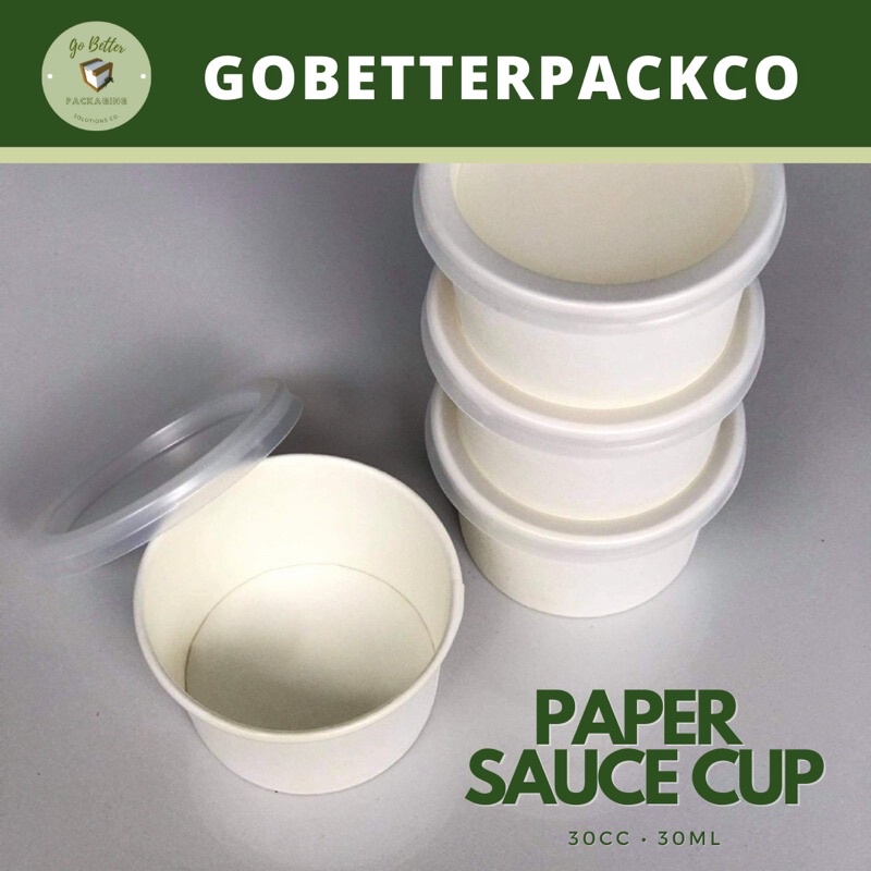 [50pcs] 30cc Paper Sauce Cup with Plastic Lid - 30ml / 1oz | Shopee Malaysia