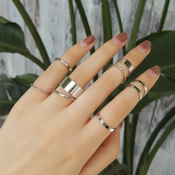 10 in 1 Bold Ring Set (Silver) | Shopee Malaysia