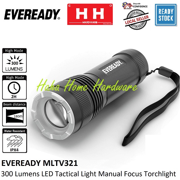 Eveready 300 Lumens Torchlight Tactical Light Manual Focus Model ...