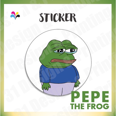 pepe the frog sticker sad crying tears stress meme funny stickers round 6x6cm | Shopee Malaysia