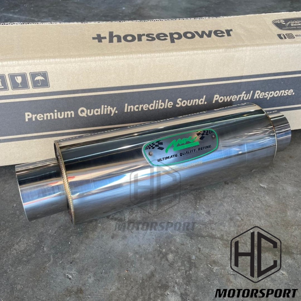 Max Racing M455-MY Stainless steel Straight Flow Deep Tone Resonator ...