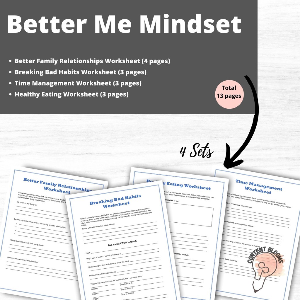 Better Me Printables|A4 Size|Goals|Relationships|Time Management|Focus ...