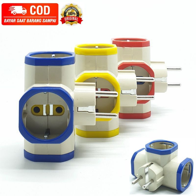 T Multi Plug Grounded Socket 3 Holes Color ERKE SNI | Shopee Malaysia