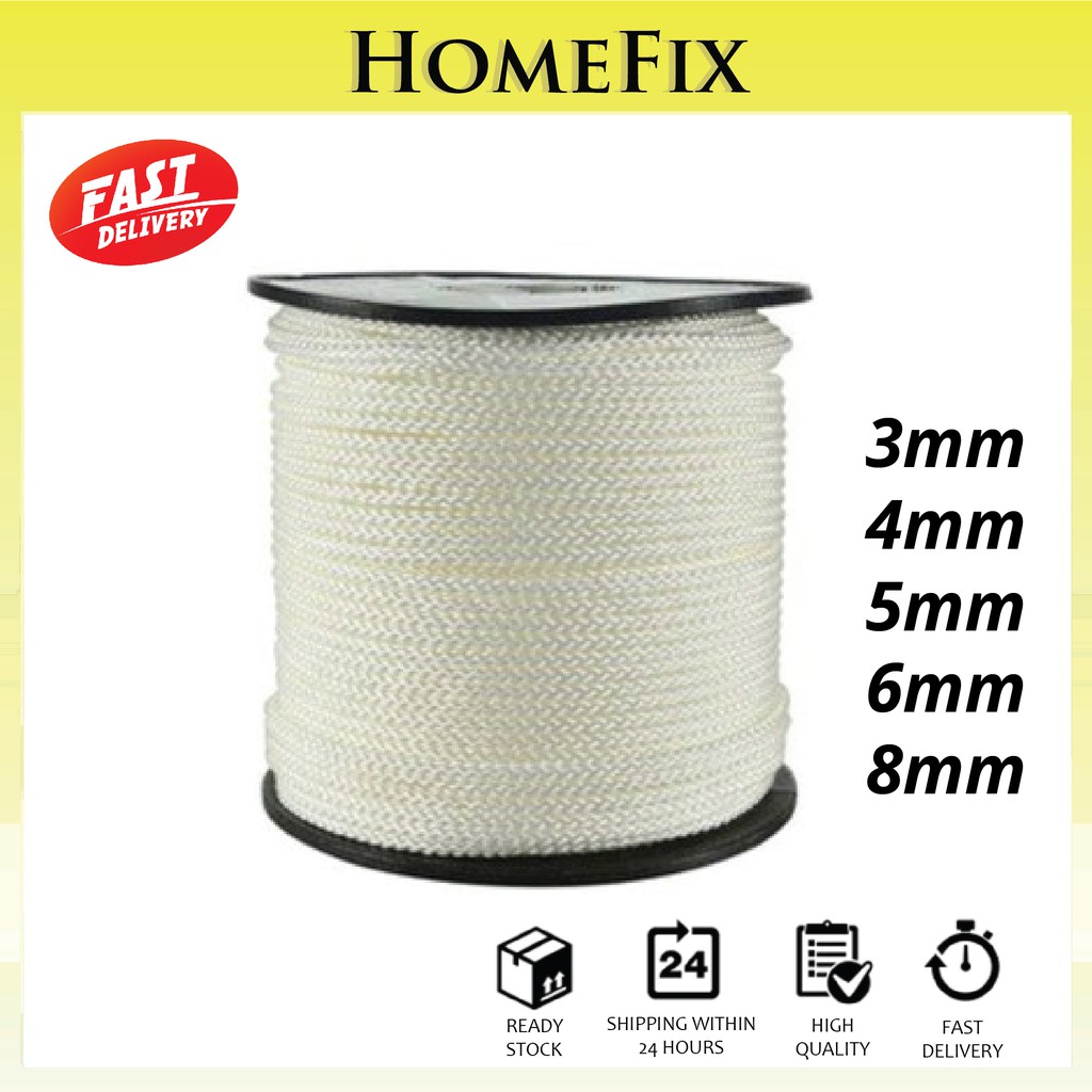 SOLID BRAID NYLON ROPE (3MM,4MM,5MM,6MM,8MM) | Shopee Malaysia