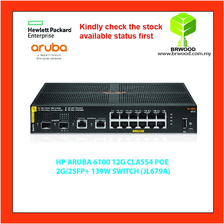 HP ARUBA JL679A : CX6100 12G CLASS4 POE 2G/2SFP+ 139W SWITCH | Shopee ...