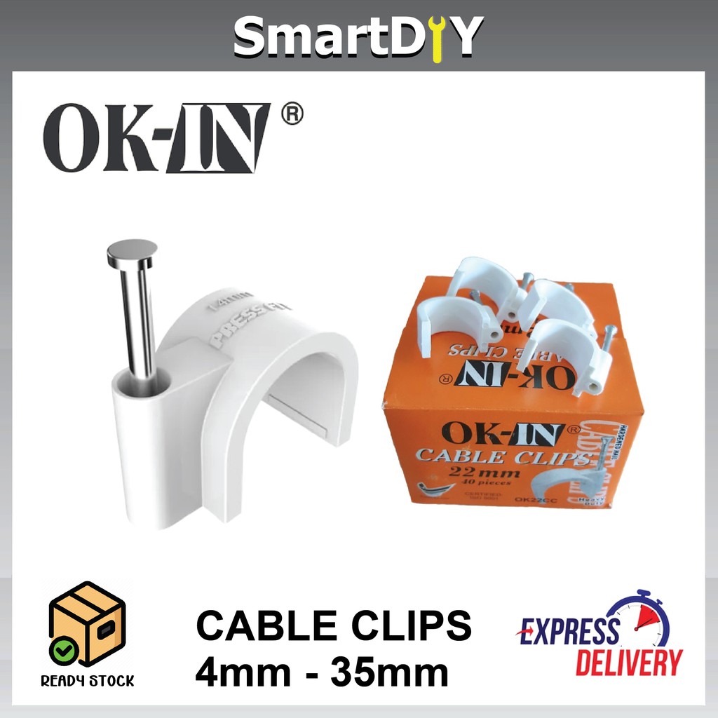 (4mm-35mm) OK-IN Cable Clips / Wall Insert Electric Wire Cable Nail ...