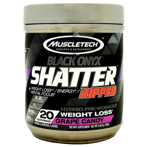 MUSCLETECH SHATTER RIPPED BLACK ONYX HYBRID PRE-WORKOUT 20 servings ...