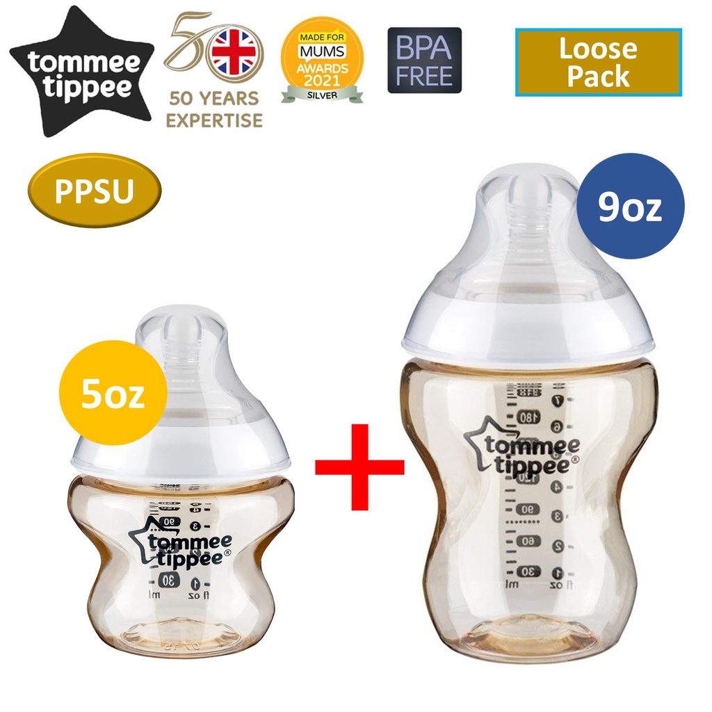 BUNDLE Tommee Tippee CloserToNature Tinted Set Baby PPSU PP Feeding Bottles 4oz 150ml/ 9oz 260ml ...