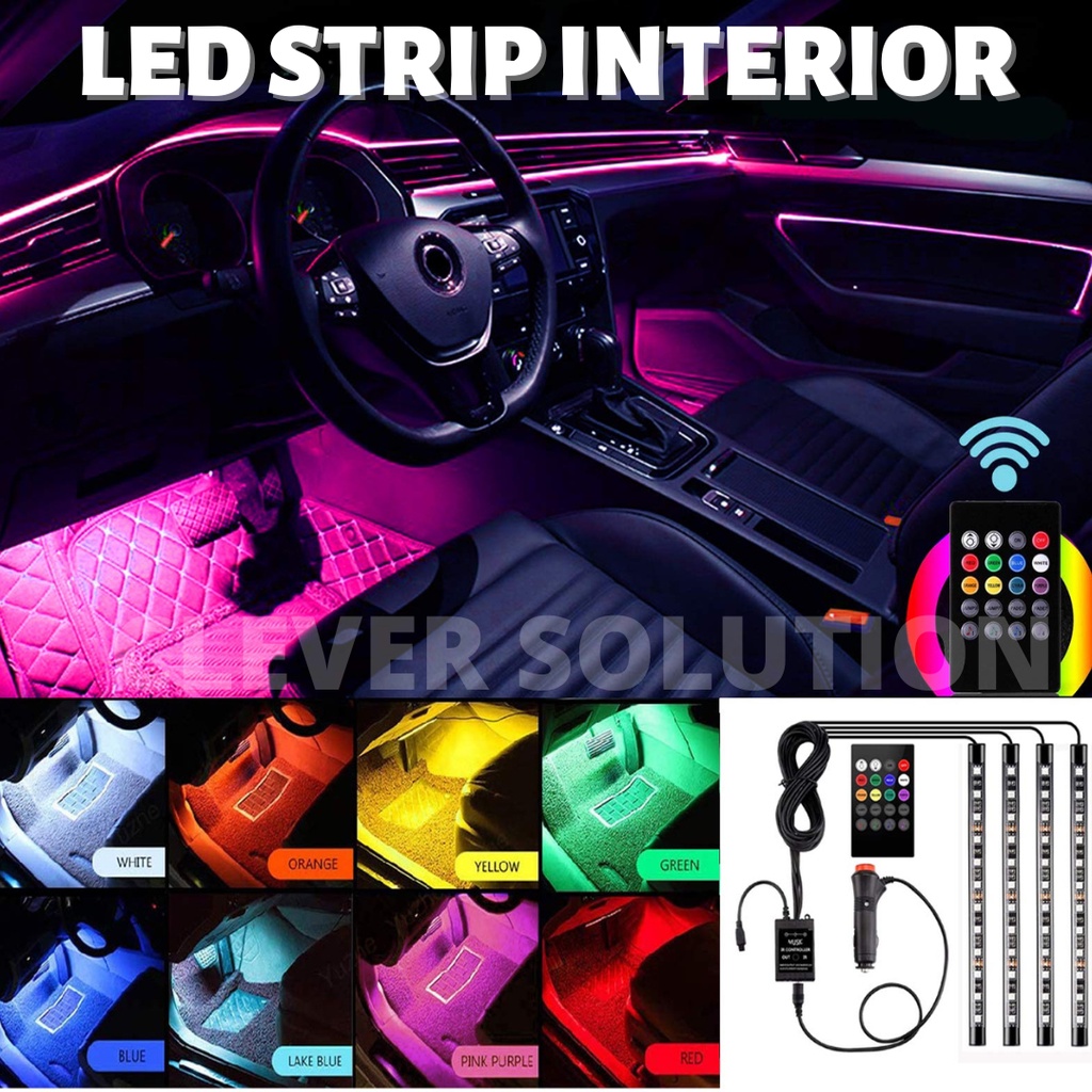 4PCS RGB Car Interior Foot Light With Wireless Remote Control ...
