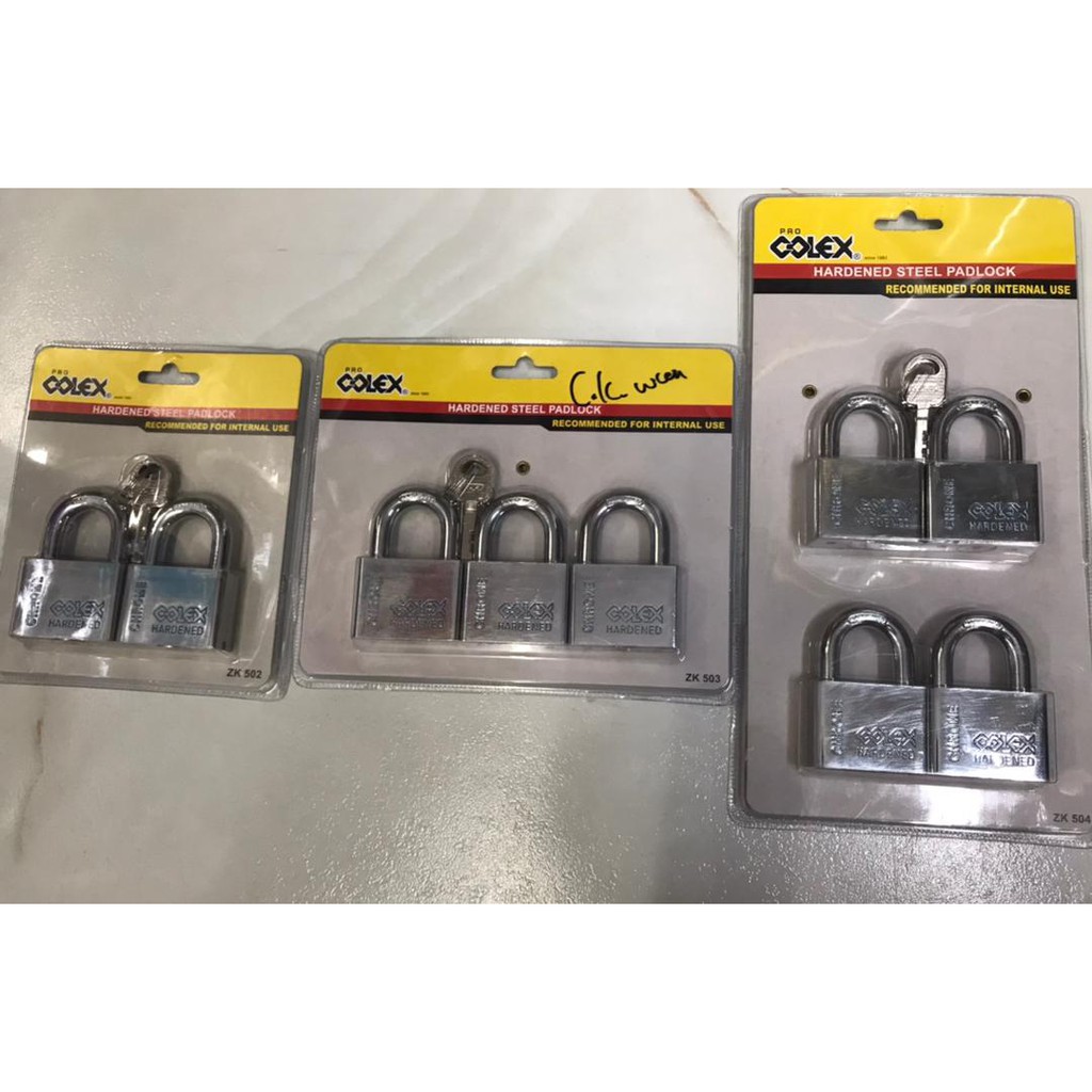 50mm PRO SAFETY COLEX 1/2 / 3 / 4 ~ Heavy Duty Brass Pad Lock Keyed ...