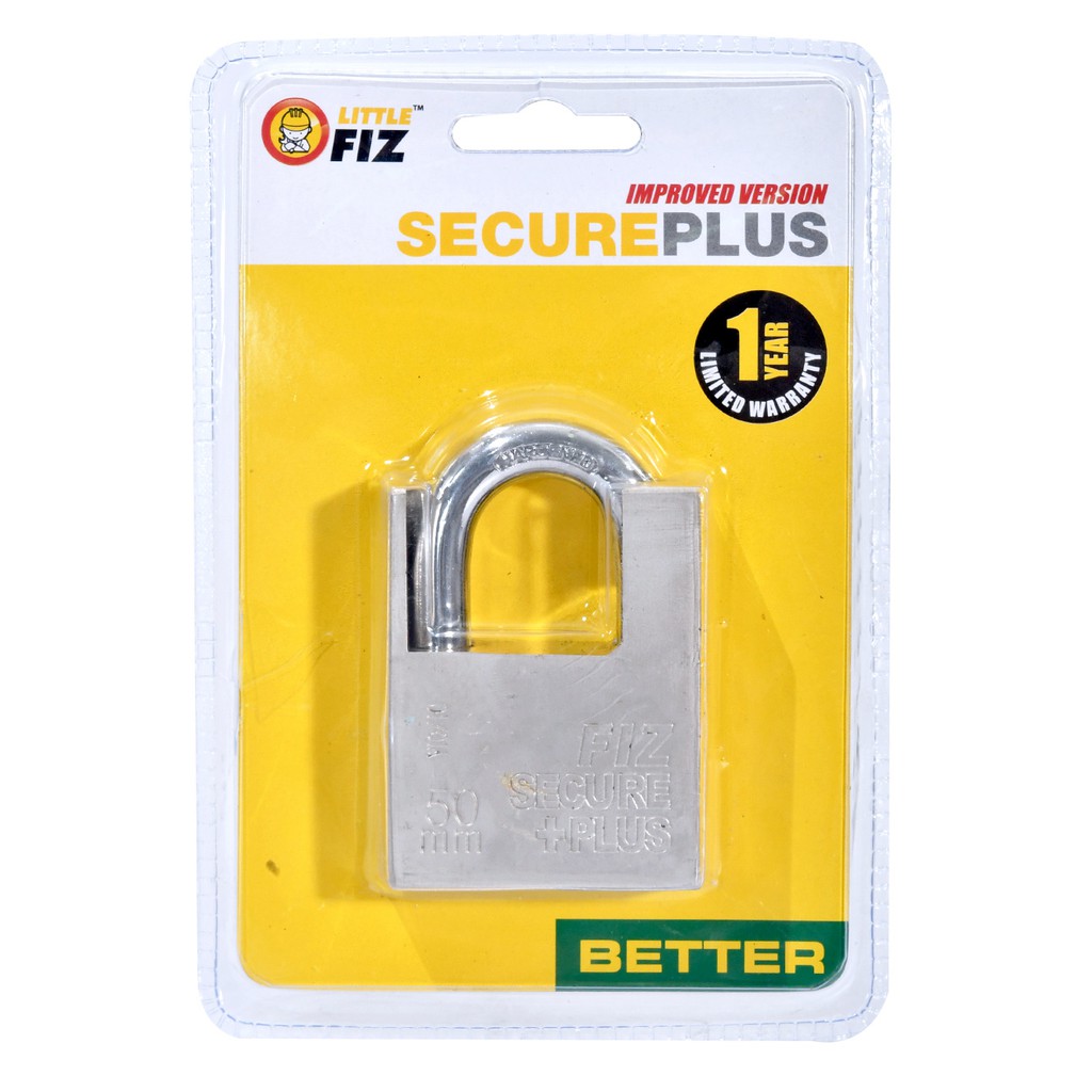 Little Fiz Heavy Duty Padlock Anti-Cut Nickle Plated Iron Body and ...