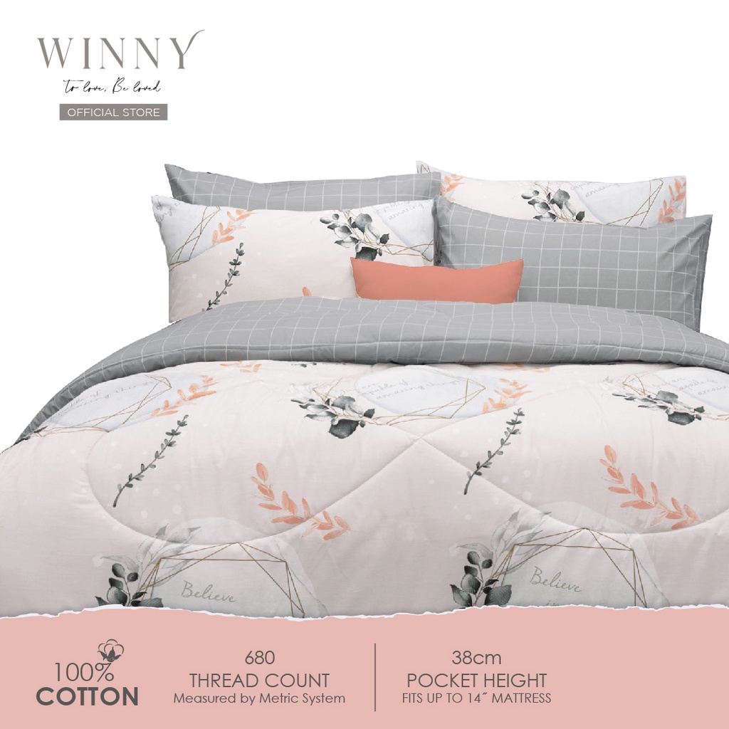 WINNY Modesty Fitted Sheet Set - Easy Care Cotton 680TC(Super Single ...