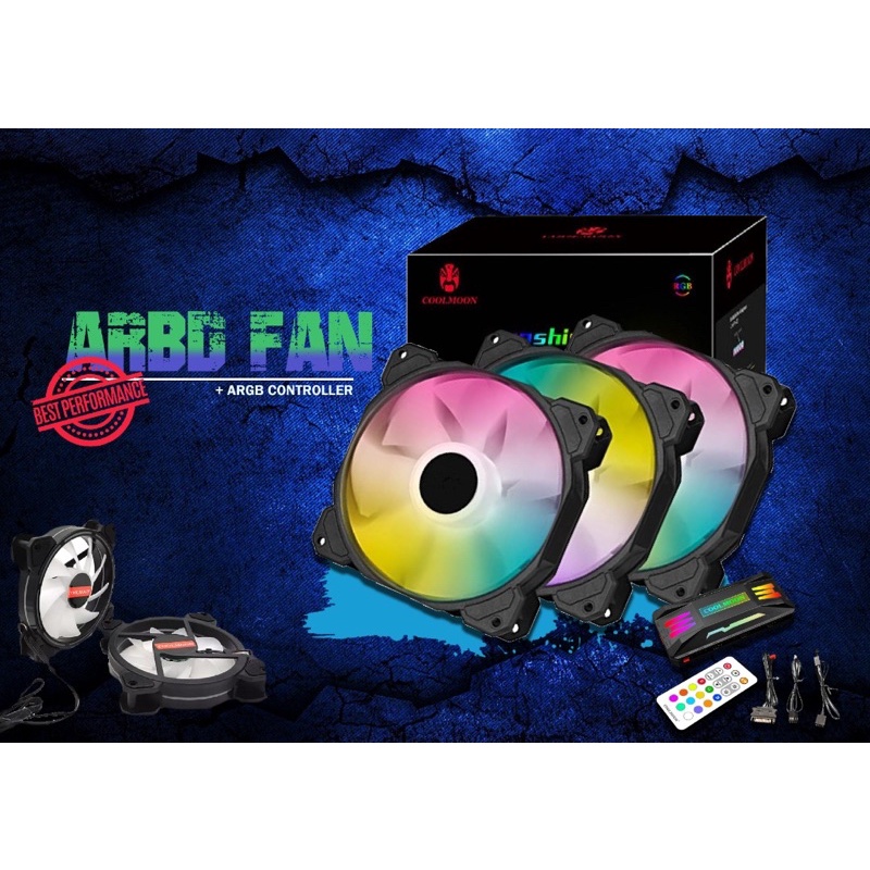 COOLMOON 120mm PWM ARGB PC Case Fan Quiet 4 Pin Addressable RGB Cooling ...