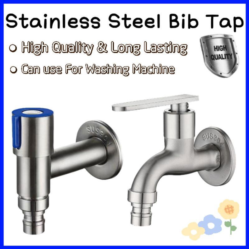 Stainless Steel SUS304 Wall Tap Bathroom Faeuct Wall Bib Tap | Shopee ...