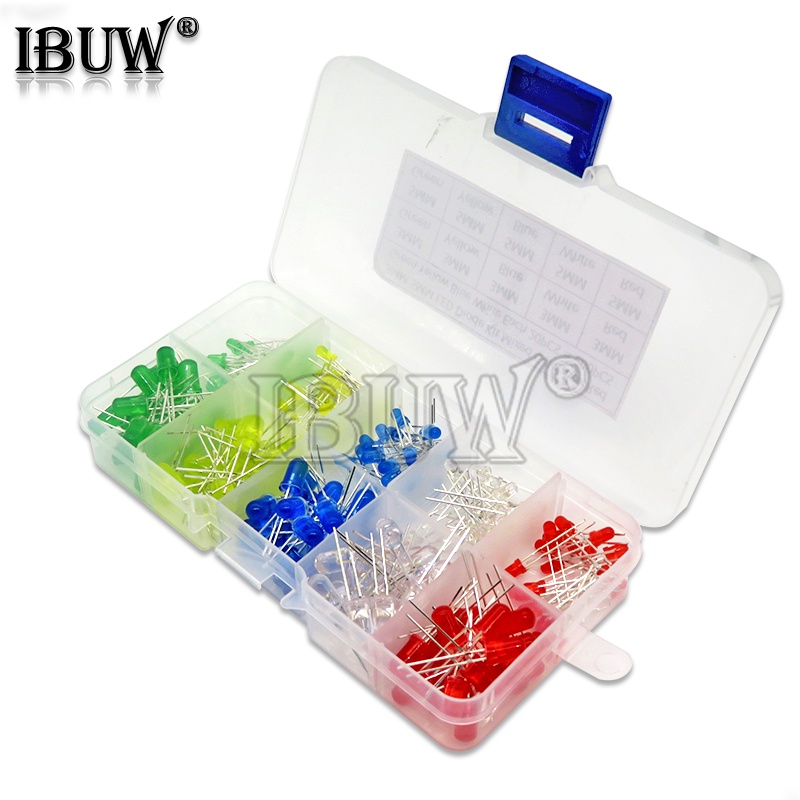 200PC 3MM 5MM Led Kit Mixed Color Red Green Yellow Blue White Light ...