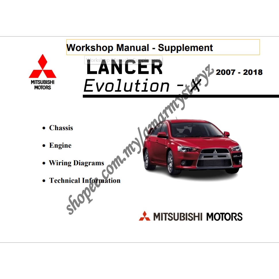 Mitsubishi Lancer Evolution Evo 10 2007 - 2016 Factory Workshop Service ...