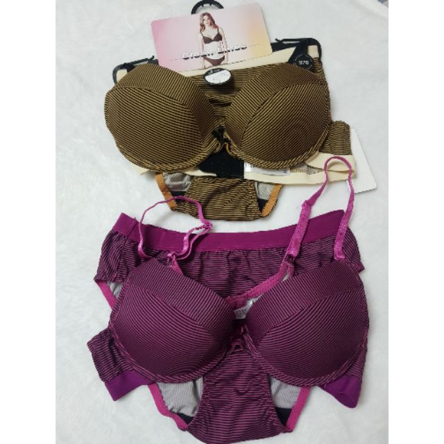 READY STOCK🎊 Original Pierre Cardin stripe bra sets. Three-quarter bra ...