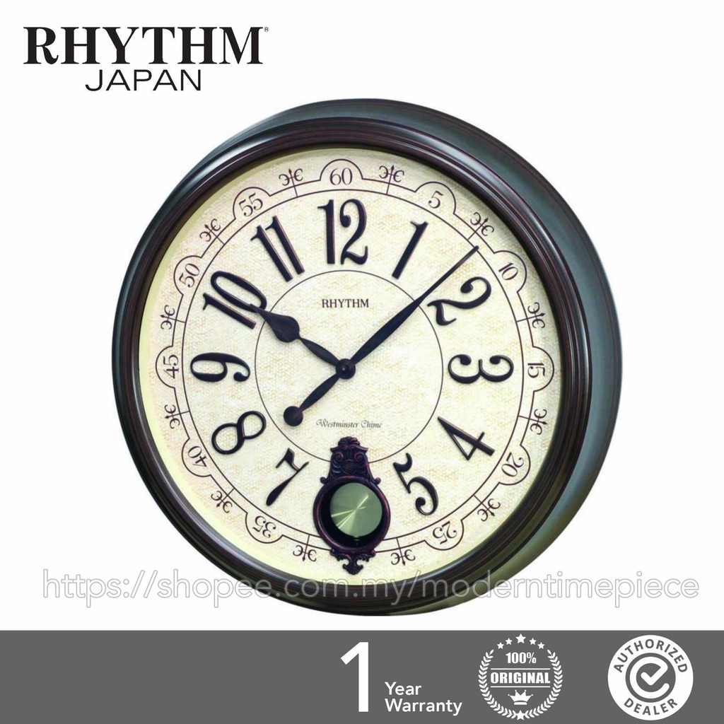 ORIGINAL RHYTHM CMJ504 Sound in Place Brown Analogue Wall Clock (Jam ...