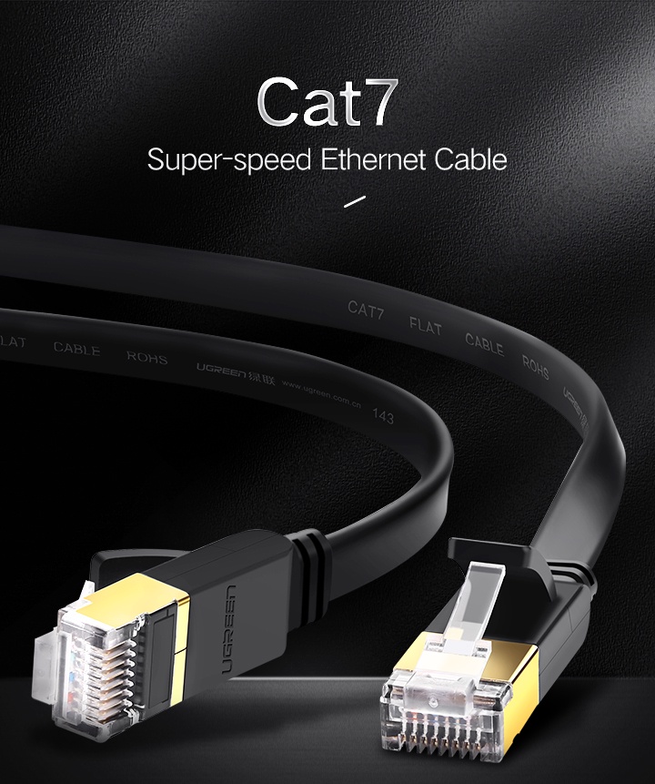 UGREEN Cat7 Flat Ethernet LAN Cable 10Gbps 600Mhz 32AWG 6.3 mm UTP Gold ...
