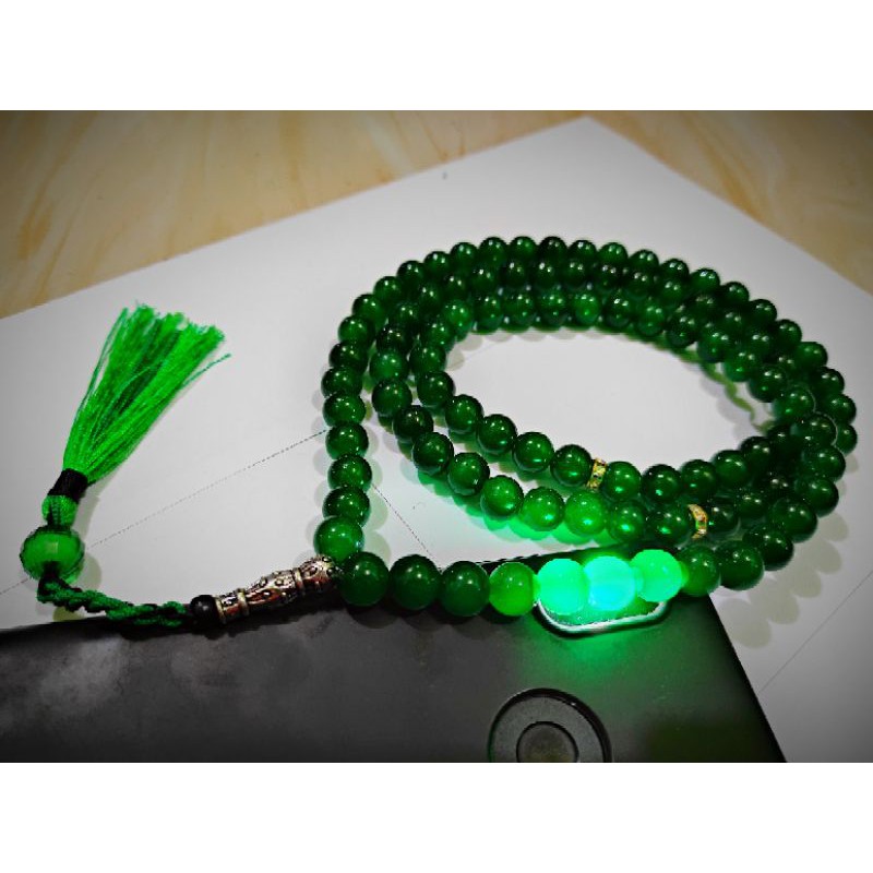 HIJAU CAHAYA Original Green Jade Tasbih Translucent 8mm | Shopee Malaysia
