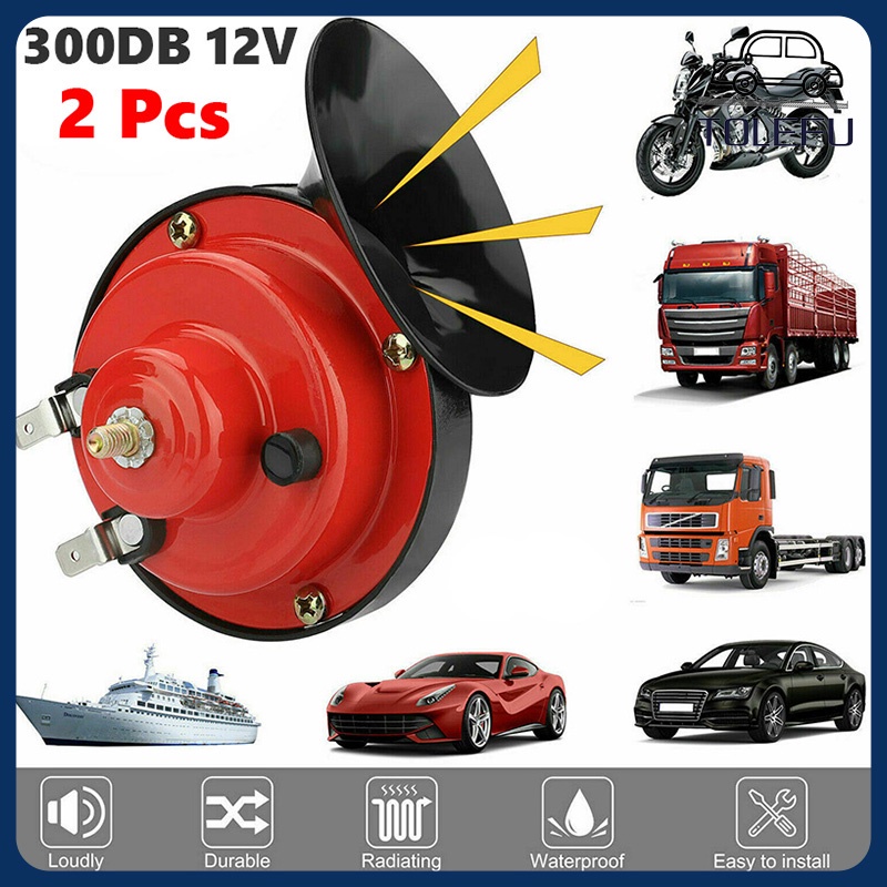 2Pcs 12V Dual Tone Car/Motorcycle Snail Horn 300Db Super Train Horn ...
