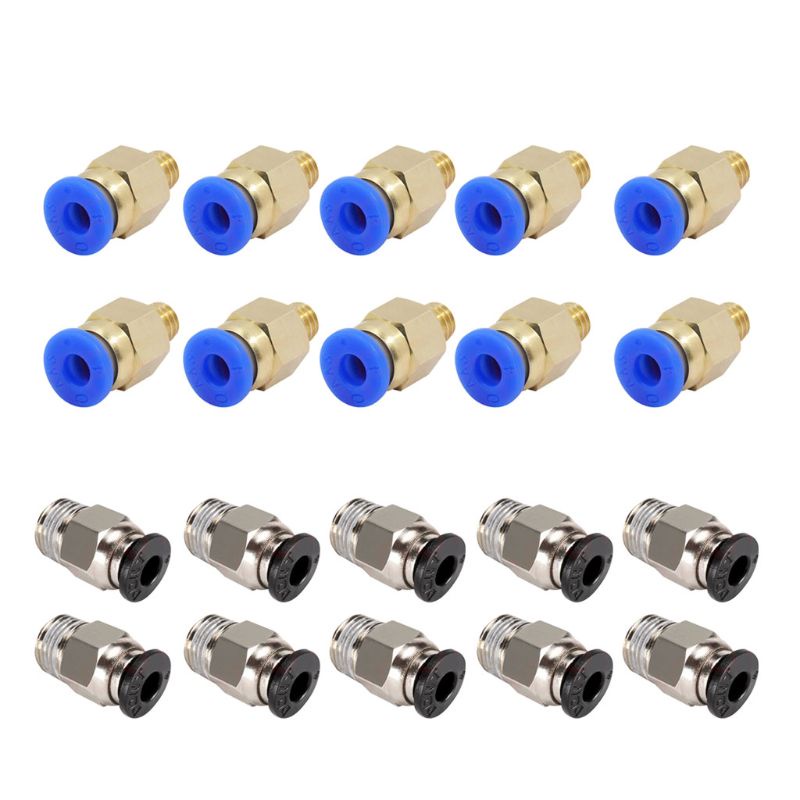 ESP 10 Pcs PC4-M6 M10 Male Thread Straight Pneumatic Fitting Quick Push ...