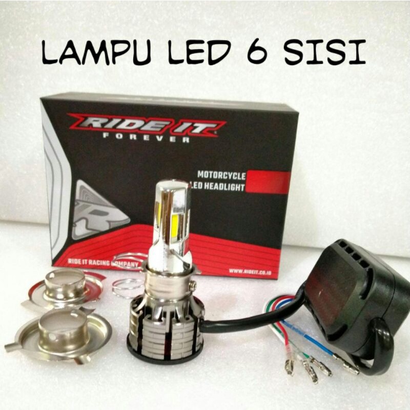 PUTIH 6-sided LED Headlight RIDE IT DOP White LED UNIVERSAL | Shopee ...