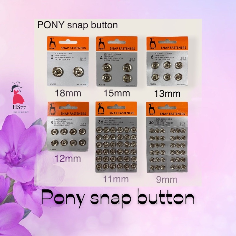 pony snap button (original)/ Butang ketip pony/ pony press button ...