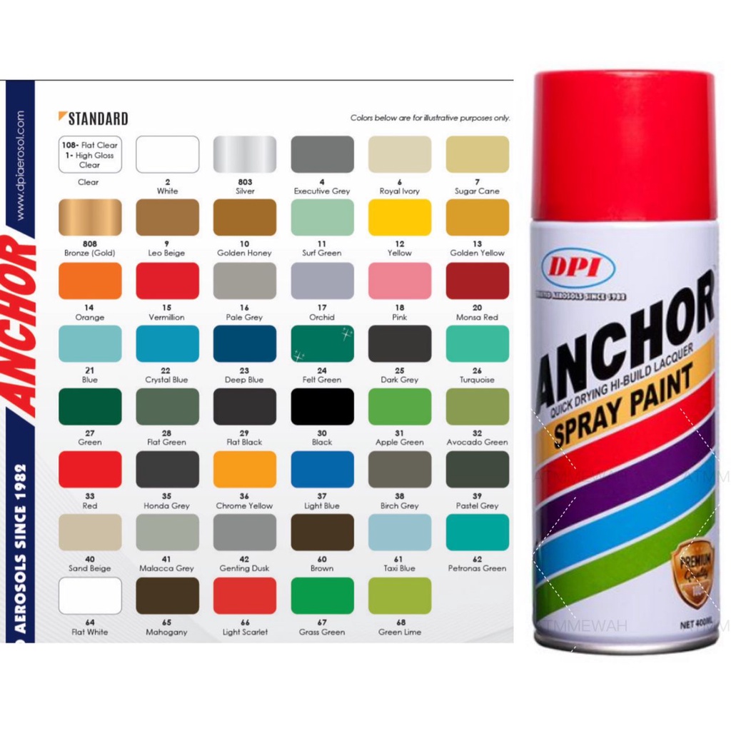 ANCHOR CAN SPRAY PAINT 400ML Cat Spray Tin 100%Original Standard Color ...