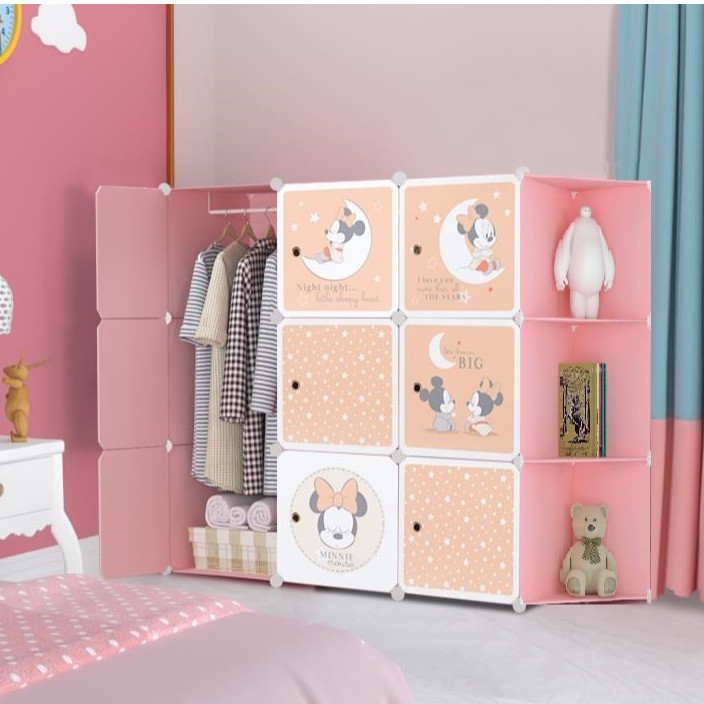 9C DIY Rack Storage Cabinet Wardrobe Corner Rack With Almari Hanger ...