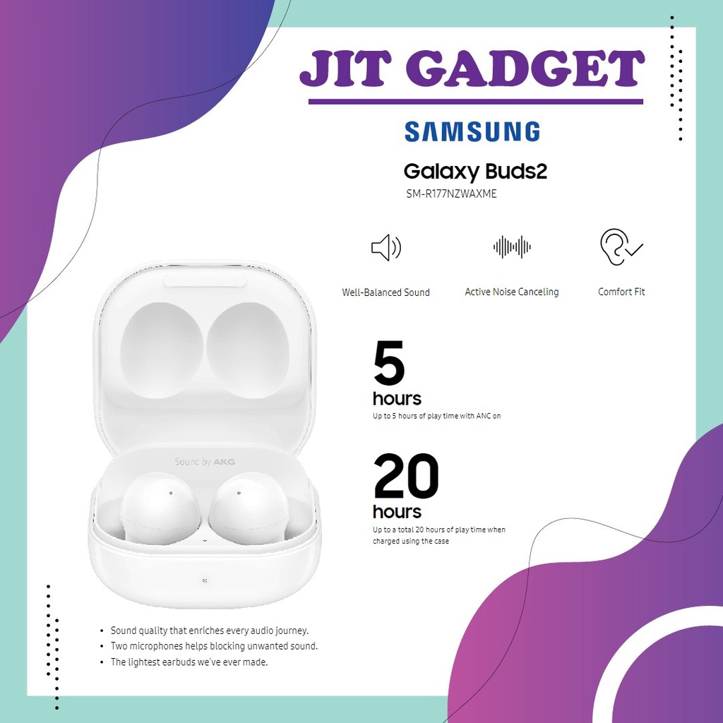Samsung Galaxy Buds2 R177 Noise-Canceling Wireless Earbud Headphones ...