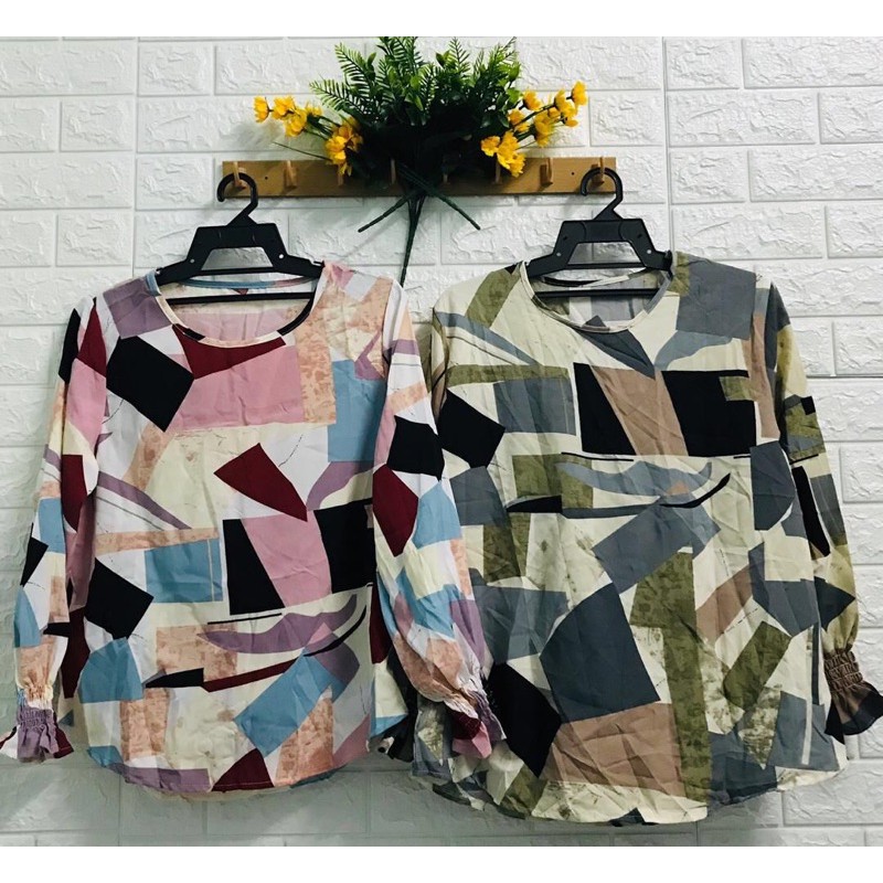 Baju Wanita - Blouse Murah- Lengan Panjang- Ironless- Kain Sejuk- Corak ...