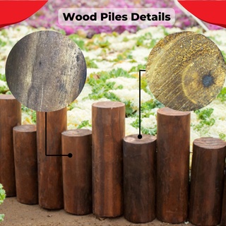 SUPERSAVE Wooden Timber Wood Fence Ground Garden Decoration Log Roll ...