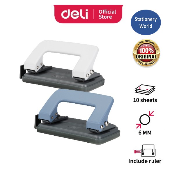 Deli 2-Hole Paper Punch | Lock System Adjustable Ruler - Small (10's ...