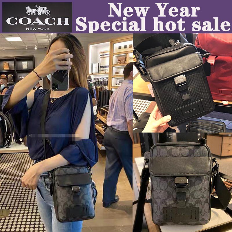 COACH Men's Medium Casual Square Bag Crossbody Shoulder Bag Side ...