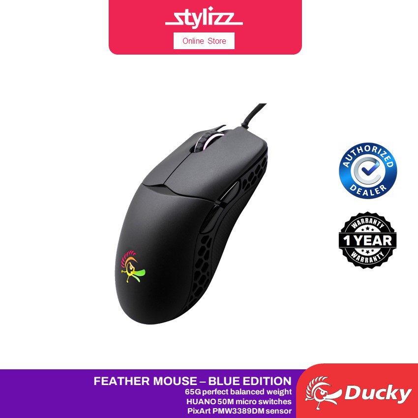 DUCKY FEATHER MOUSE HUANO / KAILH / OMRON SWITCH, PMW3389DM SENSOR, 65G ...
