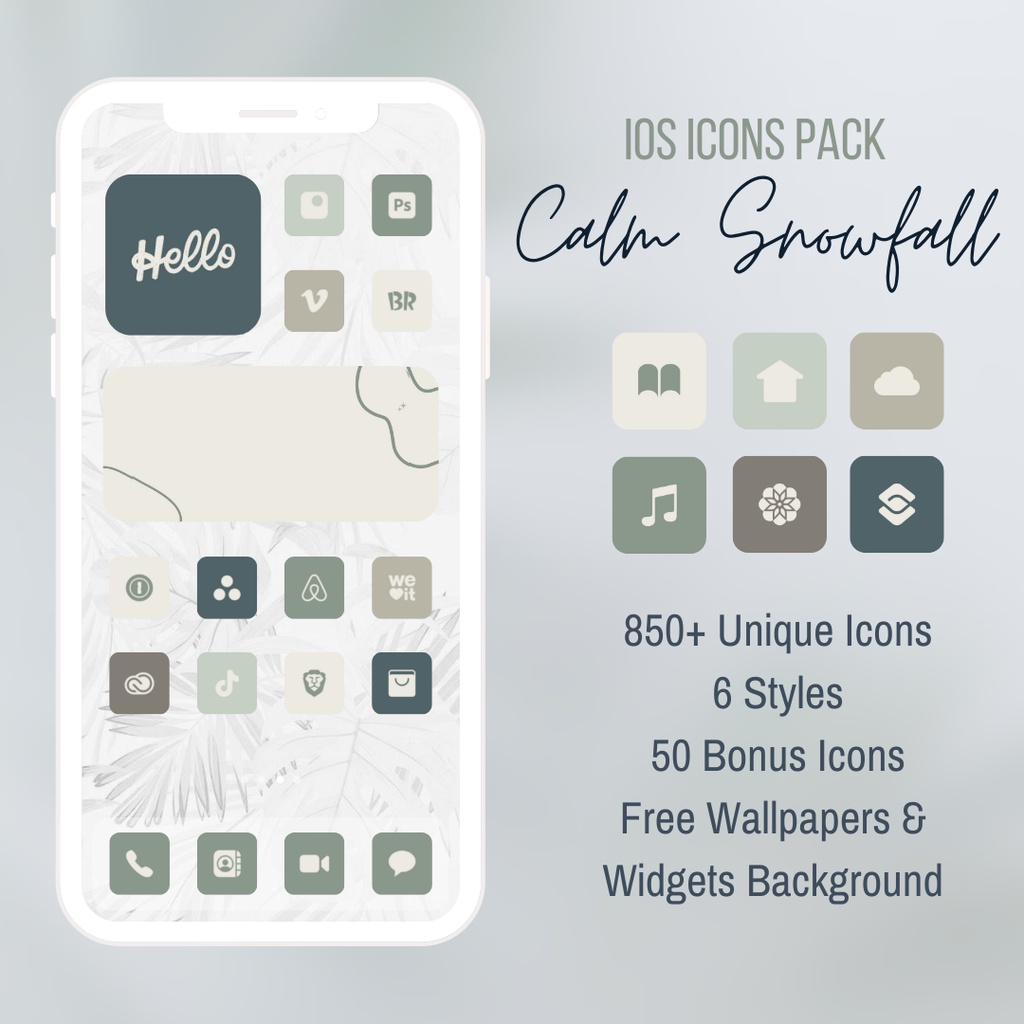 Calm Snowfall 850+ App Icons Pack | Themes Home Screen Widgets ...