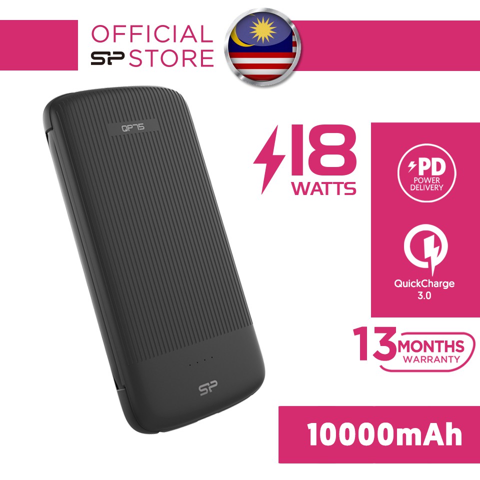 Silicon Power Fast Charging Power Bank 10000mAh PD 18W QC 3.0 QP75 ...