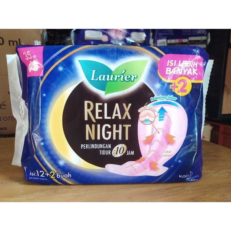 Laurier RELAX NIGHT 35 cm Contents 12 + 2 pc NIGHT Sanitary Napkins ...