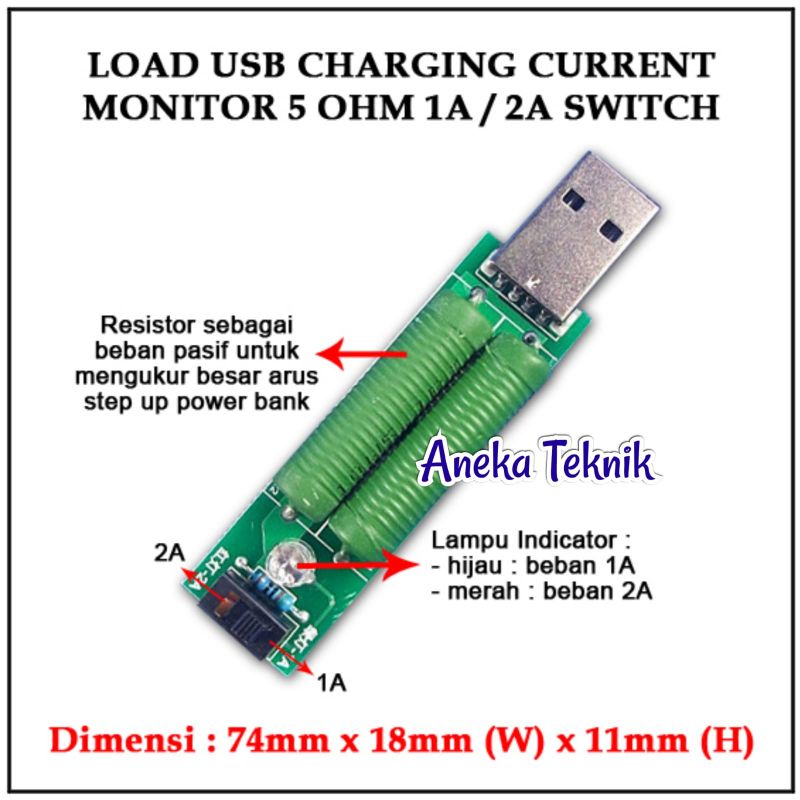 LOAD USB CHARGING CURRENT MONITOR 5 OHM 1A / 2A SWITCH | Shopee Malaysia