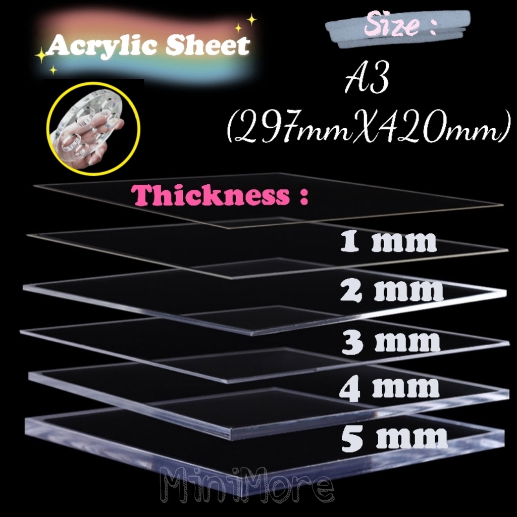 (MiniMore) A3 Acrylic Sheet / Papan Akrilik - (1mm/2mm/3mm/4mm/5mm ...