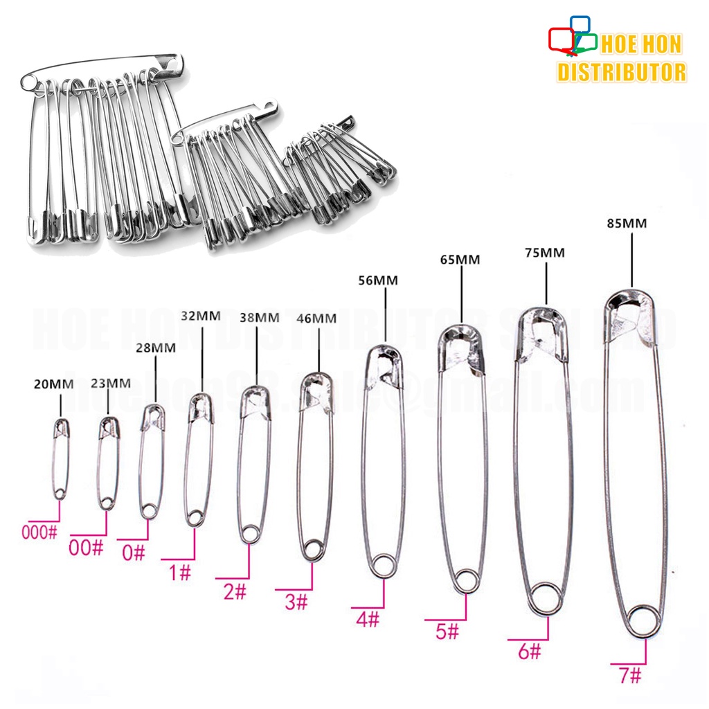 Multipurpose Safety Pins Size 000 1 2 3 4 5 / 18mm 22mm 28mm 32mm 38mm ...