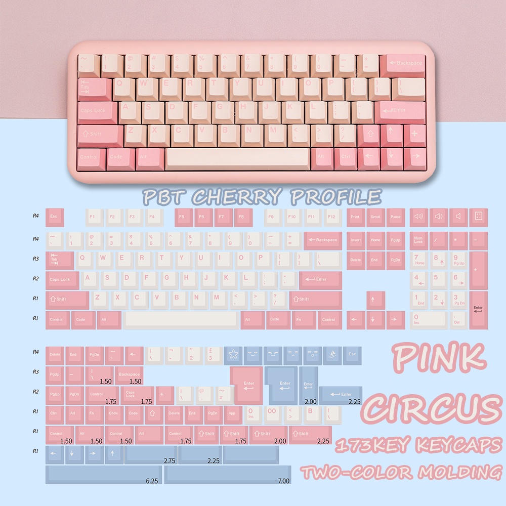 GMK Pink Circus Keycaps Cherry Profile 173Key PBT Compatible With Alice ...