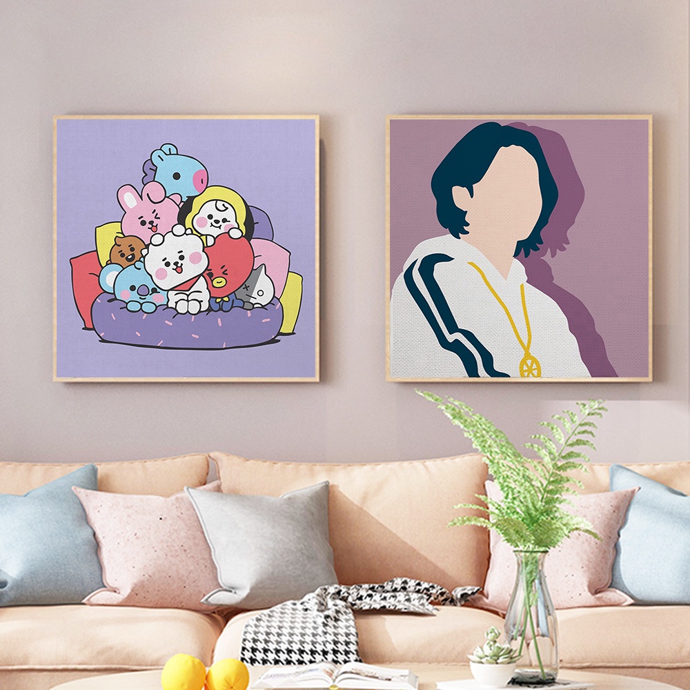DROFE BTS Faceless Painting Cartoon DIY Oil Painting By Numbers Home ...