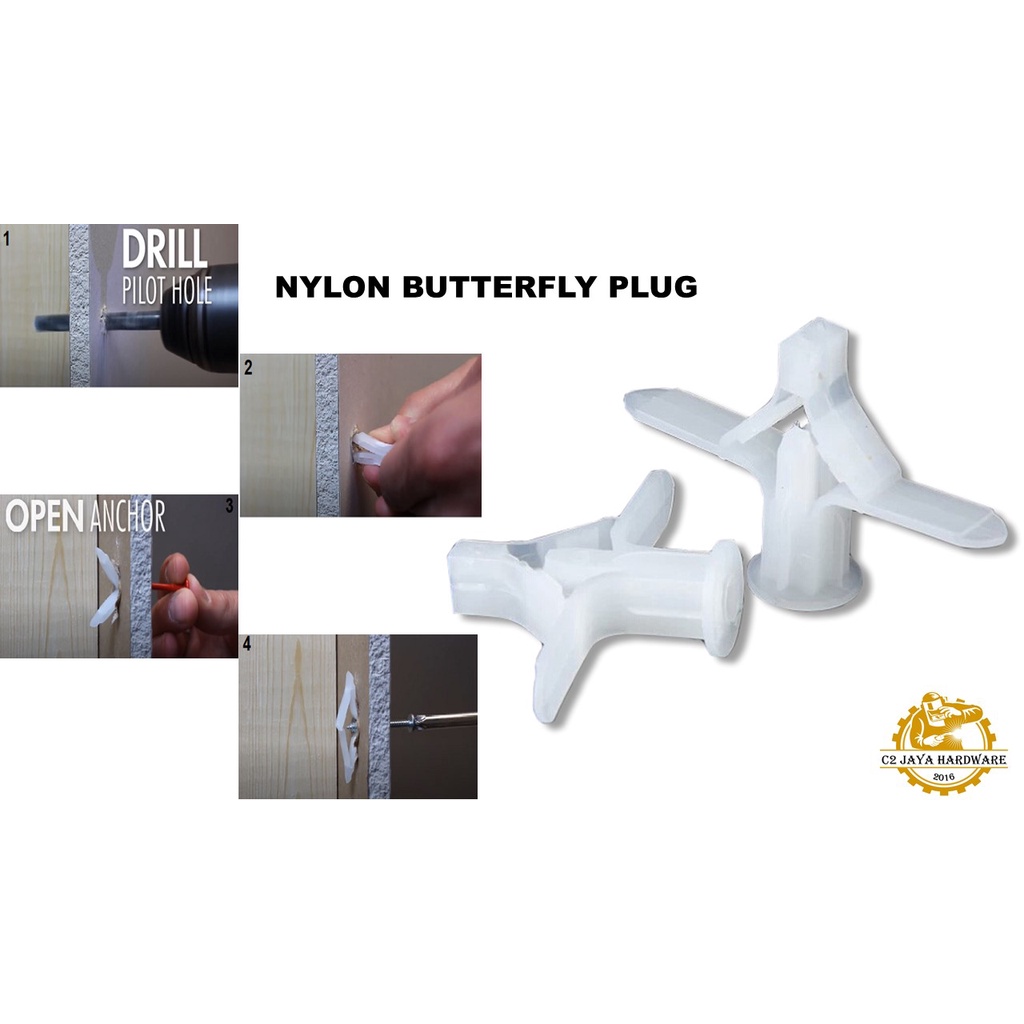 [Screw] PVC Wing Plug Butterfly Plug Partition Nylon Anchor Wallplug ...