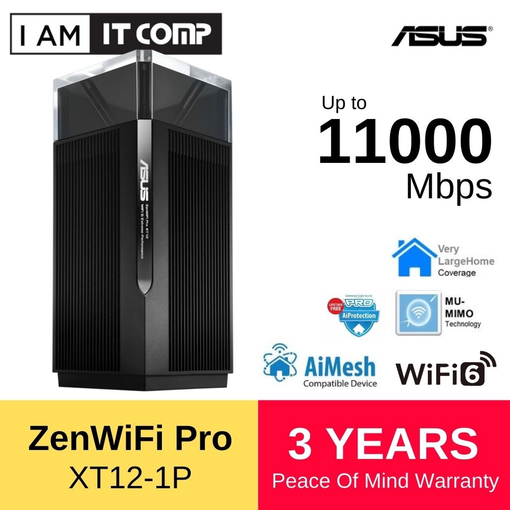 ASUS ZenWiFi Pro XT12B-1P / XT12B-2P (AX11000) Tri-Band WiFi 6 Mesh ...