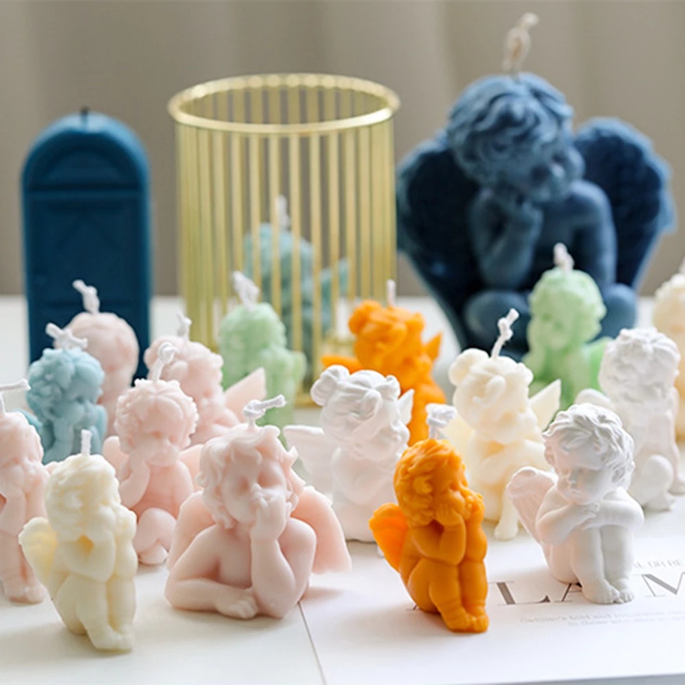 3D Little Angel Candle Molds Silicone DIY Angel Baby Candle Molds For ...